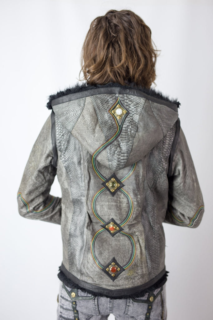 Rainbow Python Leather Jacket - anahata designs/infiniti now